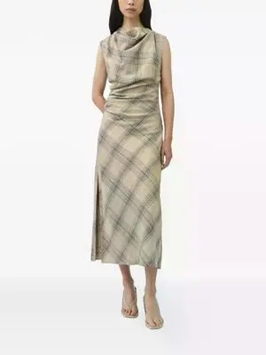 Simkhai Burke Draped Plaid Midi Dress - Neutrals