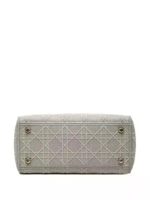 Dior Embroidered Canvas Cannage Lady D Lite Satchel