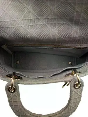 Dior Embroidered Canvas Cannage Lady D Lite Satchel