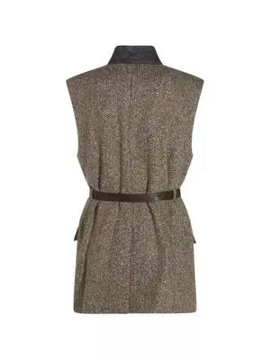 Brunello Cucinelli Sequin-embellished Belted Gilet - Brown