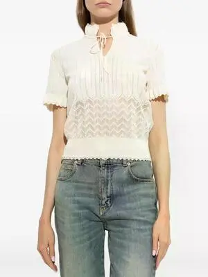Alexander McQueen Pointelle-knit Top In Ivory