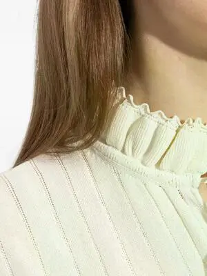 Alexander McQueen Pointelle-knit Top In Ivory