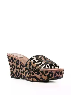 Rene Caovilla Allura Leopard-print Wedge Sandals 100mm