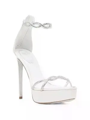 Rene Caovilla 130mm Braid Fondant Sandals - White