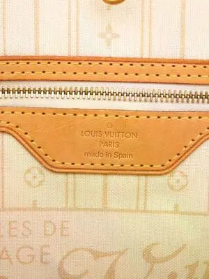LOUIS VUITTON 2010 Damier Azur Neverfull Mm Tote Bag - White