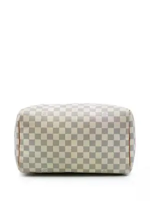 LOUIS VUITTON Damier Azur Speedy 30 Boston Bag - White