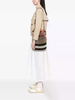 Burberry 2000-2017 Medium Mega Check Canvas Ashby Bucket Bag Satchel