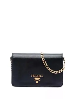 Prada 2010-2026 Saffiano Wallet On Chain Crossbody Bag - Black