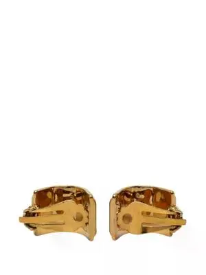 Hermès Gold Plated Enamel Clip-on Earrings - Blue