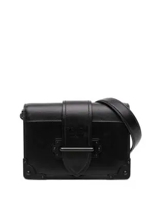 Prada 2010-2026 Saffiano Trimmed City Calf Cahier Crossbody Bag - Black