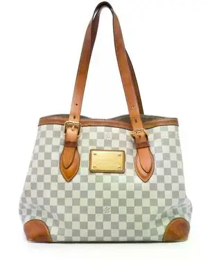 LOUIS VUITTON 1990-2020 Damier Azur Hampstead Mm Tote Bag - White