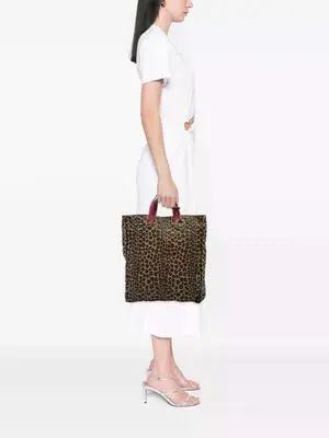 Fendi 2000-2010 Leopard Printed Canvas Shopping Tote Bag