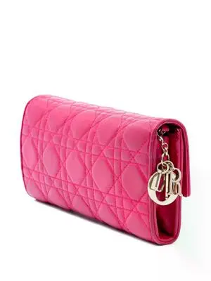 Dior Lambskin Cannage Lady Wallet On Chain Crossbody Bag - Pink
