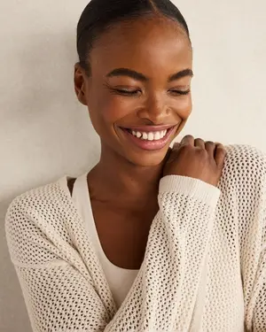 HAVEN WELL WITHIN Organic Cotton Open Stitch Relaxed Cardigan