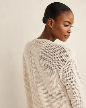 HAVEN WELL WITHIN Organic Cotton Open Stitch Relaxed Cardigan