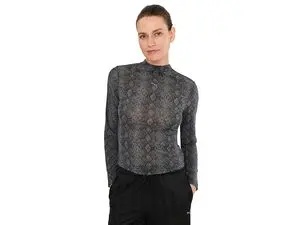 PUMA Snake Pack All Over Print Mesh Long Sleeve Top - Black