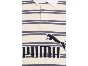 PUMA Essentials Elevated No.1 Relaxed Striped Rugby Polo Clothing Buttercream/striped - Navy