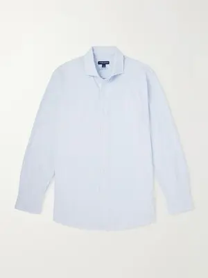 Peter Millar Excursionist Flex Slim-fit Striped Cotton-blend Shirt - Blue