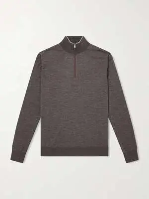 Peter Millar Excursionist Merino Wool-blend Half-zip Sweater - Brown