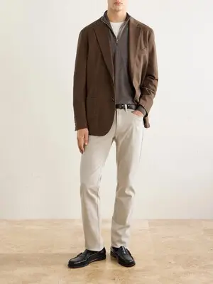 Peter Millar Excursionist Merino Wool-blend Half-zip Sweater - Brown