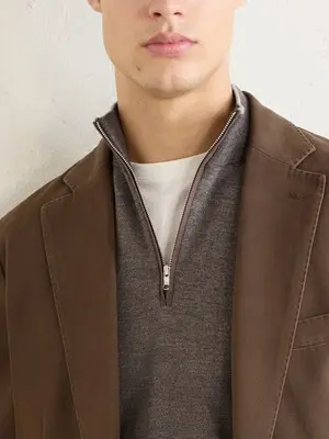 Peter Millar Excursionist Merino Wool-blend Half-zip Sweater - Brown