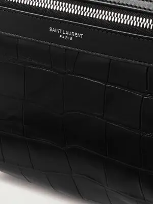Saint Laurent City Croc-effect Glossed-leather Backpack