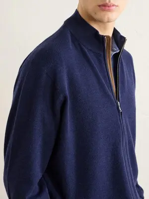 Peter Millar Excursionist Merino Wool-blend Zip-up Cardigan - Blue
