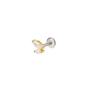 VANCHI Double Marquise Cartilage Stud - Gold