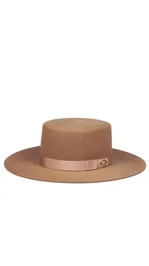 LE TRAP Douro Boater Hat In Camel Wool Felt - Beige
