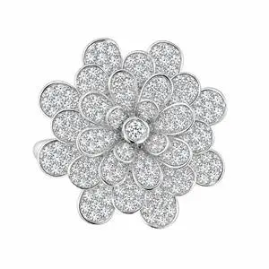 ARTISAN 14k Gold Diamond Floral Statement Ring - White