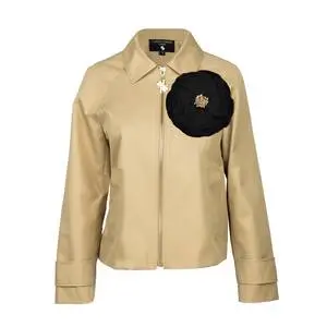 LAINES LONDON Embellished Organza Flower Trench - Black/gold