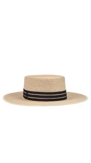 LE TRAP Straw Boater Hat - Black