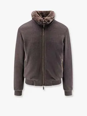 MOORER Bellatimrw Wool And Cashmere Jacket With Fur Detail - Brown