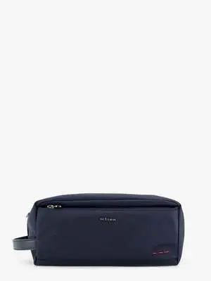 Kiton Nylon Beauty Case With Logo - Blue
