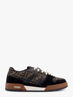 Fendi Match Ff Jacquard And Suede Sneakers - Black