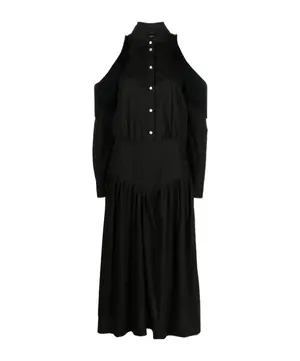 Pinko Fringed Midi Shirt Dress - Black