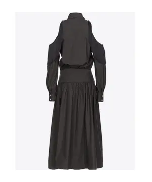 Pinko Fringed Cold Shoulder Midi Shirt Dress