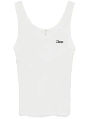 Chloé Logo Cotton Tank Top - White