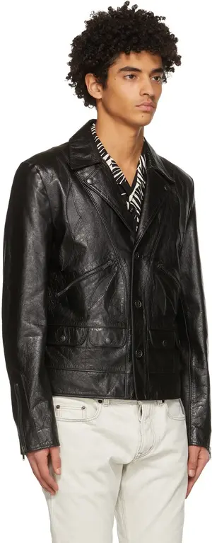Saint Laurent Leather Application Jacket