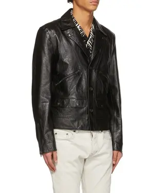 Saint Laurent Leather Application Jacket
