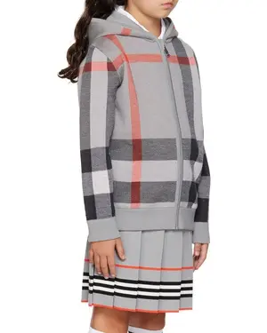 Burberry Checked Wool Zip-up Hoodie - Gray