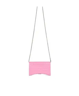 Balenciaga Hourglass Wallet With Chain Crocodile Embossed - Pink