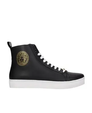 Versace High-top Round-head Casual Sneakers - Black