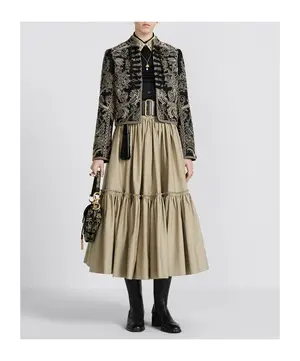 Dior Beige Gabardine Flared Mid-length Skirt