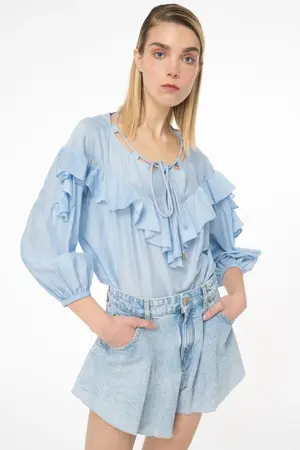 Pinko Maxi Flounce Blouse With Tie Detail
