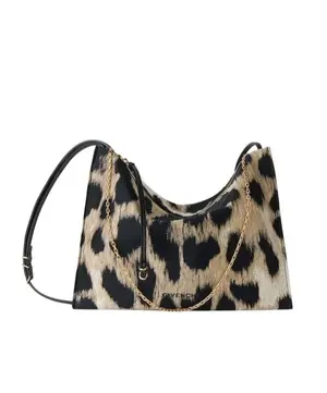 Givenchy Voyou Pouch In Leopard Jacquard - Black/beige