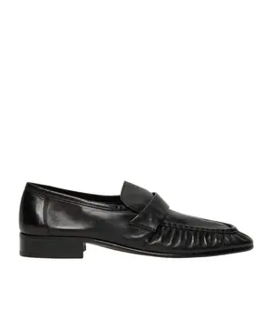 THE ROW Round Head Loafer Shoes - Black