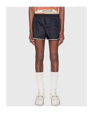 Gucci Gg Nylon Swim Shorts With Bee Appliqu