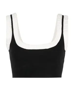 Alexander Wang Logo-jacquard Trim Cropped Top - Black