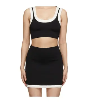 Alexander Wang Logo Jacquard Trim Cropped Top